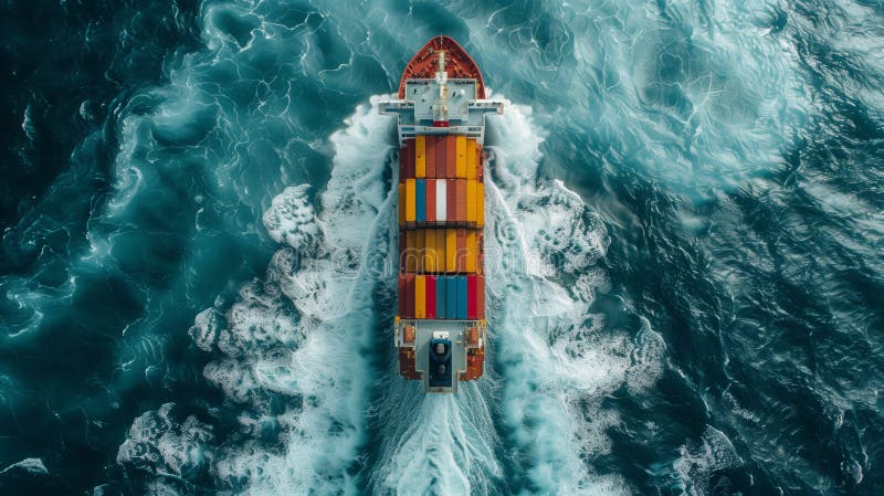 Aerial Top View Container Ship Full Load Container for Logistics Import ...