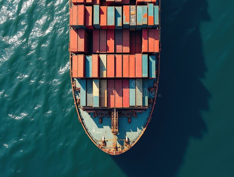Aerial Top View Container Ship Stock Illustration - Illustration of ...