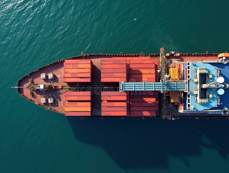 Aerial Top View Container Ship Stock Illustration - Illustration of ...