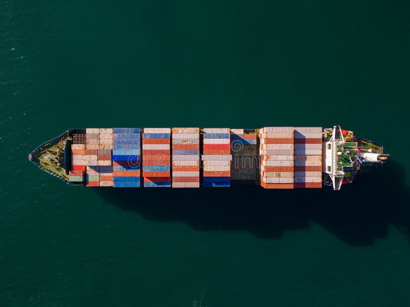 Aerial View Container Ship, Shipping or Transportation Concept ...