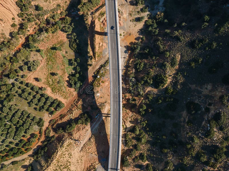 Aerial Top View by Drone of Landscape with Asphalt Road Stock Photo ...
