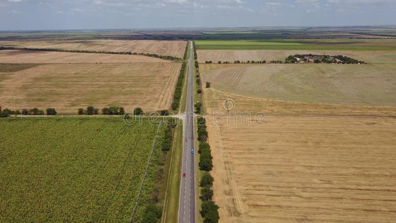 Aerial Top View of the Freeway among the Fields Stock Footage - Video ...