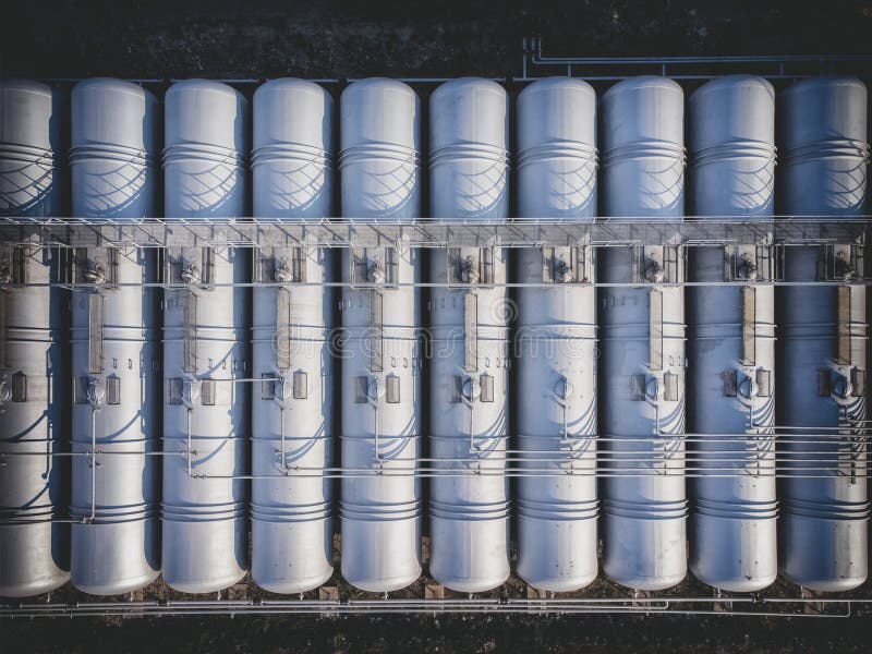 Aerial Top View of Fuel Storage Tanks. Stock Photo - Image of chemical ...