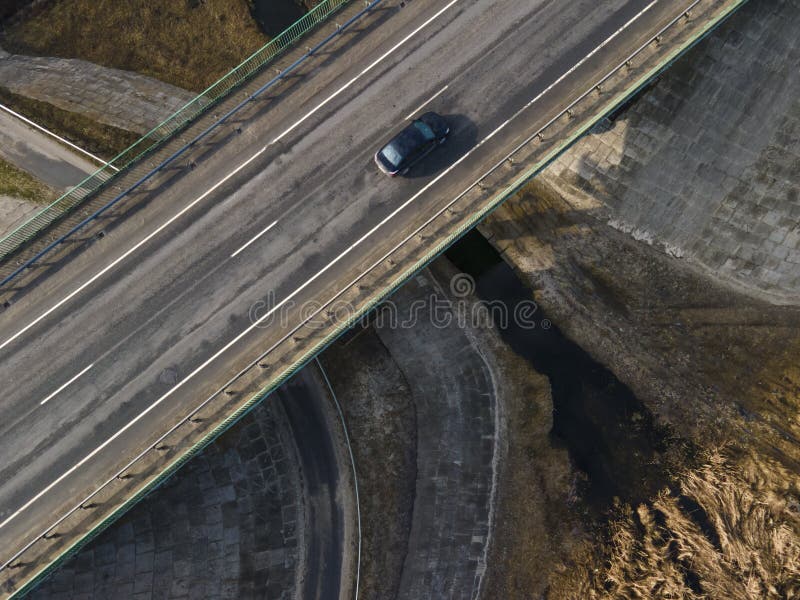 Aerial Top View of Highway Intersection Junction Summer Morning with ...