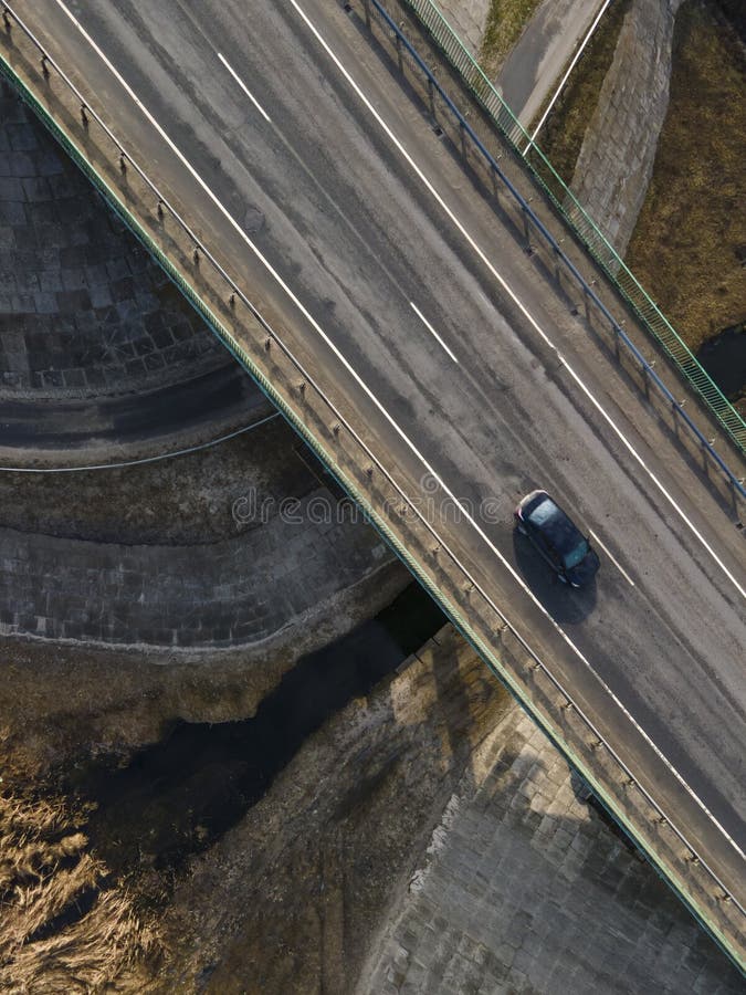 Aerial Top View of Highway Intersection Junction Summer Morning with ...