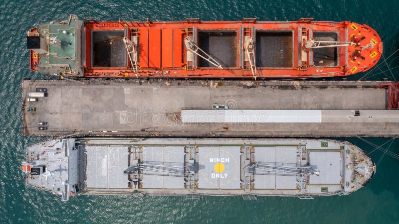 Aerial Top View Large General Cargo Ship Bulk Carrier Stock Image ...