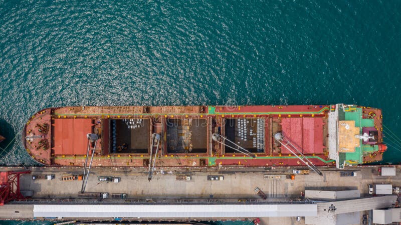 Aerial Top View Large General Cargo Ship Bulk Carrier Stock Image ...