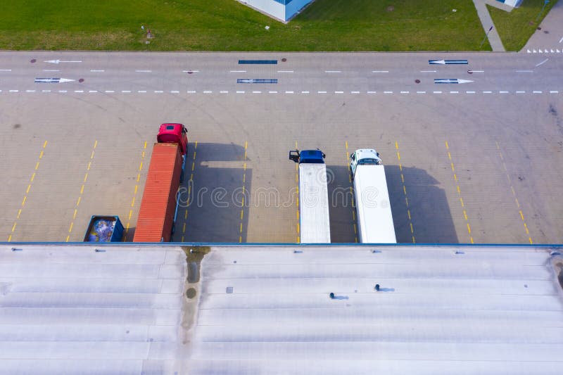 Aerial Top View of the Large Logistics Park with Warehouse, Loading Hub ...