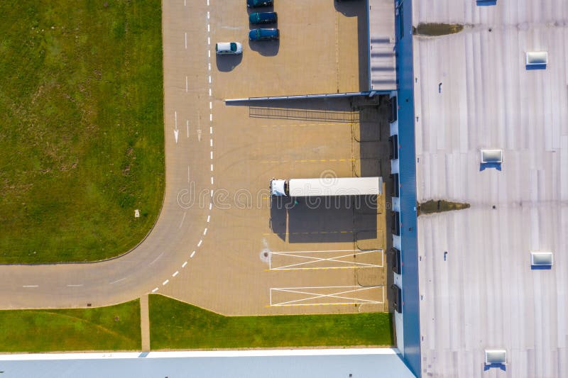 Aerial Top View of the Large Logistics Park with Warehouse, Loading Hub ...