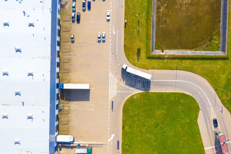 Aerial Top View of the Large Logistics Park with Warehouse, Loading Hub ...