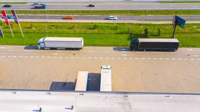 Aerial Top View of the Large Logistics Park with Warehouse, Loading Hub ...