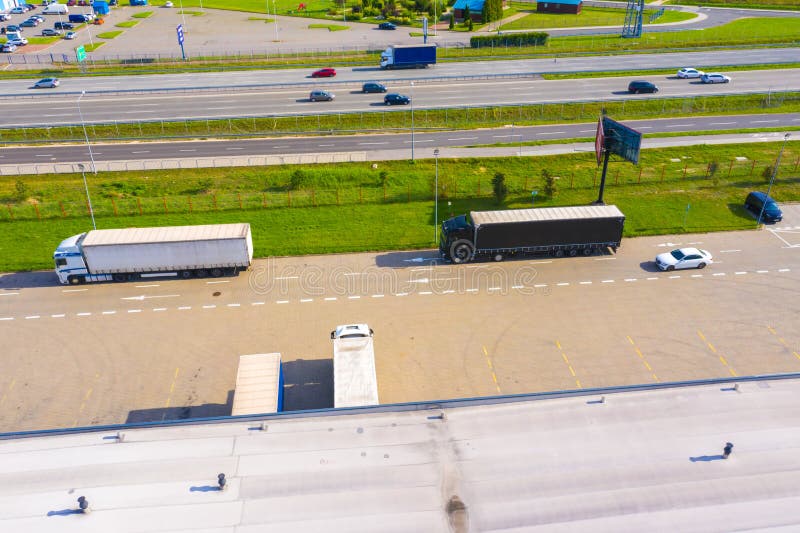 Aerial Top View of the Large Logistics Park with Warehouse, Loading Hub ...