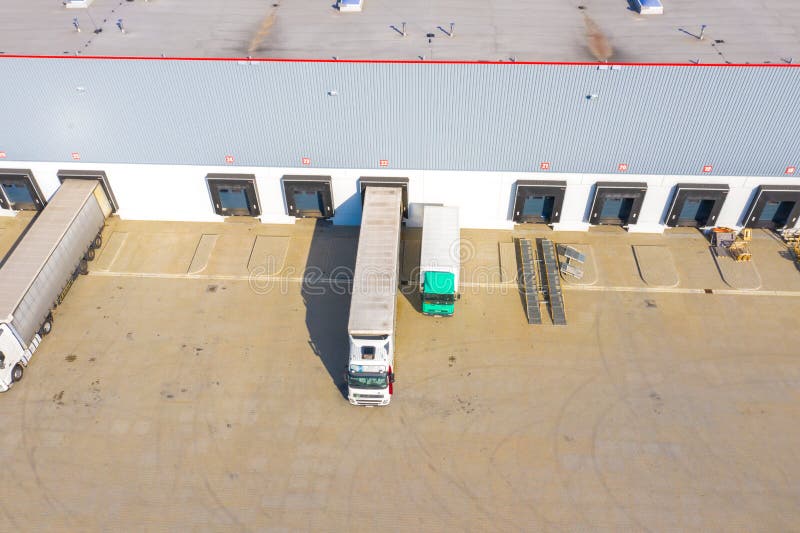 Aerial Top View of the Large Logistics Park with Warehouse, Loading Hub ...