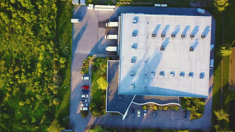 Logistics Park with Warehouse and Several Trucks. Stock Footage - Video ...