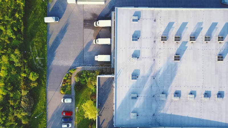 Logistics Park with Warehouse and Several Trucks. Stock Footage - Video ...