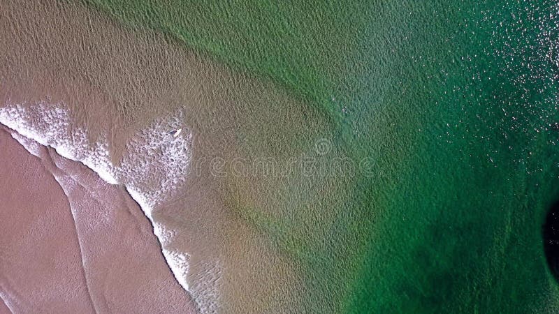 Aerial Top View of a Lone Surfer on a Beach in Ogunquit, Maine Stock ...