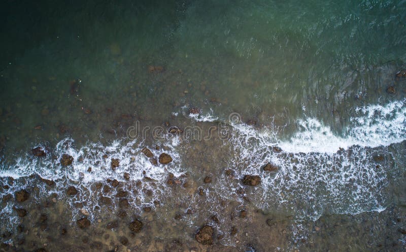 Aerial Top View of Ocean Waves and Rock Coast Stock Image - Image of ...