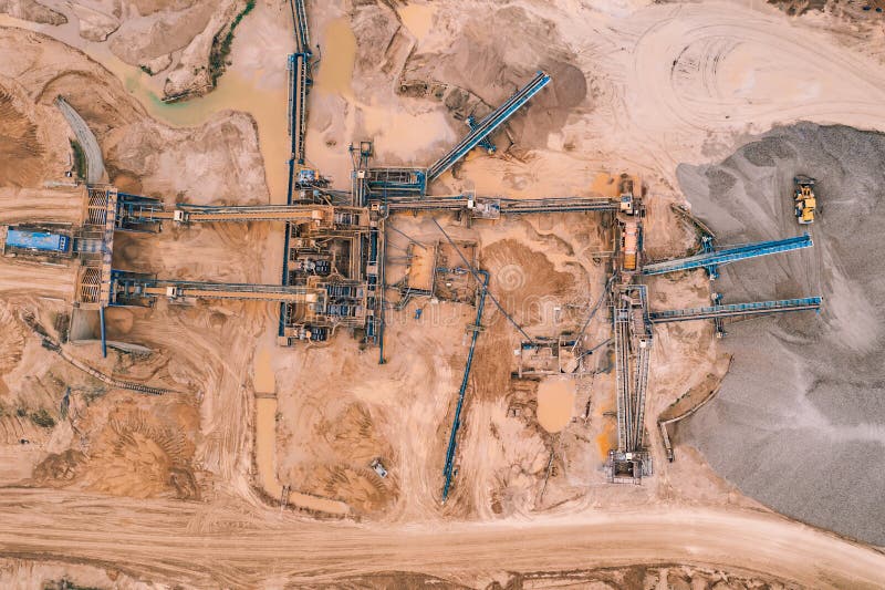 Aerial Top View Open Pit Development Sand Extraction Mining Industry ...