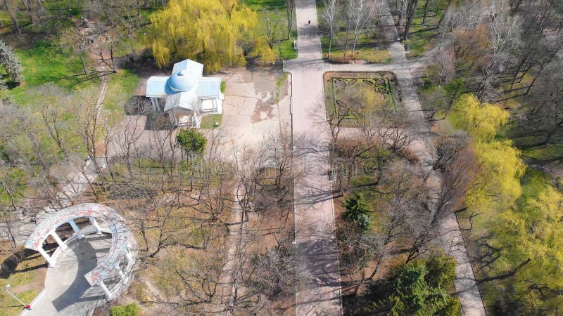 Aerial Top View of the Park with People Walking Along Paths Stock Photo ...