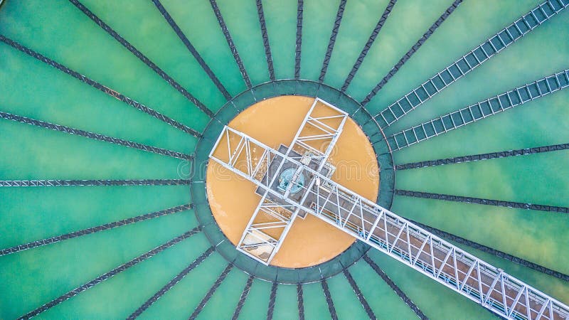 Aerial Top View Recirculation Solid Contact Clarifier Sedimentation ...