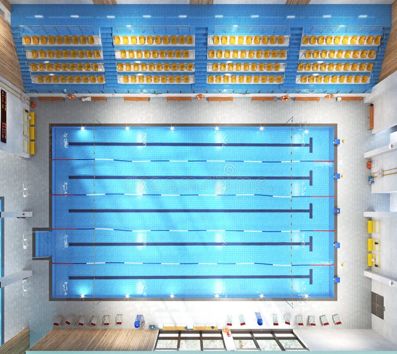 Aerial Top View of Swimming Pool Stock Illustration - Illustration of ...