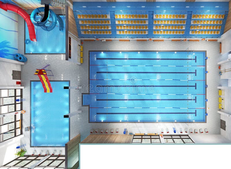Aerial Top View of Swimming Pool Stock Illustration - Illustration of ...