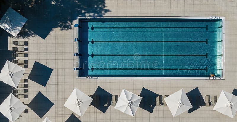 Aerial Top View of a Swimming Pool in a Hotel Stock Image - Image of ...