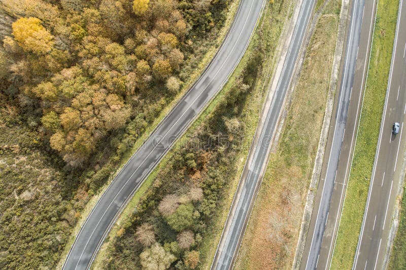 Top View of Three Parallel Roads, Transportation Concept Stock Image ...