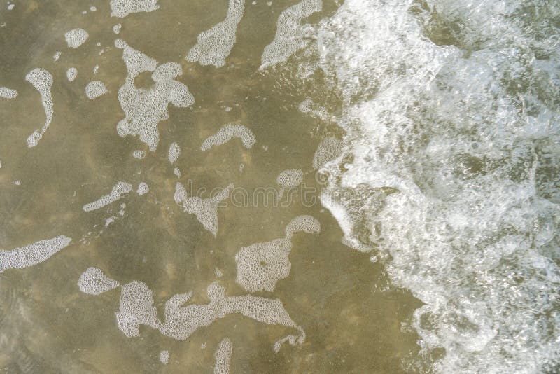 Aerial Top View of White Waves and Water Tide Coming in at the Beach ...