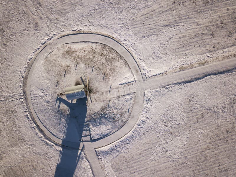 Aerial Top View Windmill in the Snow Winter Stock Image - Image of ...