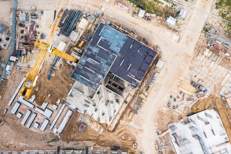 Aerial Topdown View of High-rise Apartment Building Construction Stock ...