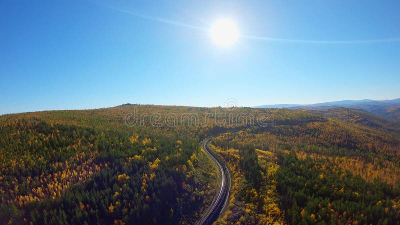 Aerial Tracking of a Freight Train in the Forest Stock Footage - Video ...