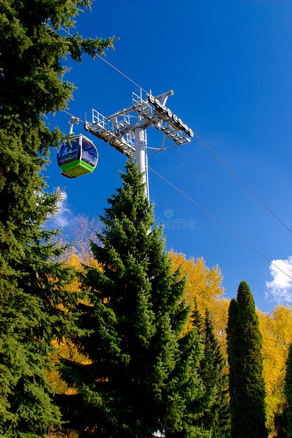Aerial Tram, Cable Car in Park in Autumn Stock Photo - Image of ...