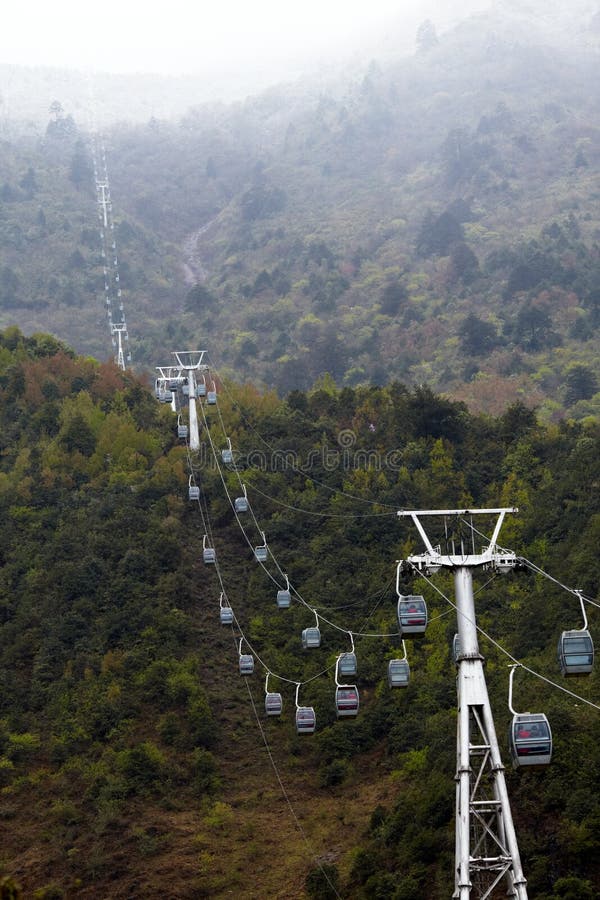 Aerial tramway stock image. Image of sichuan, forest - 20533903