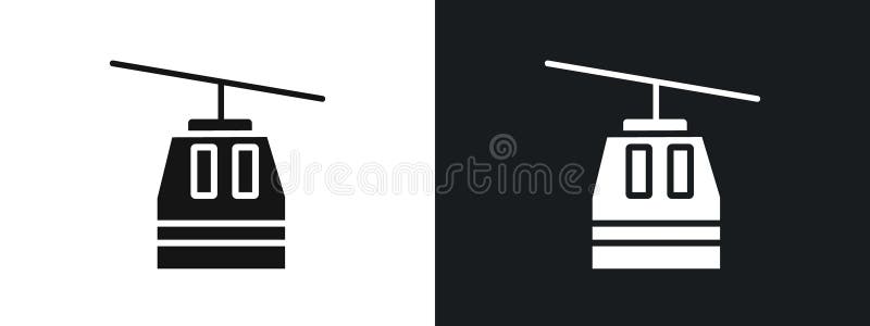 Aerial Tramway Icon Linear Graphics Set Vector in Black Stock Vector ...