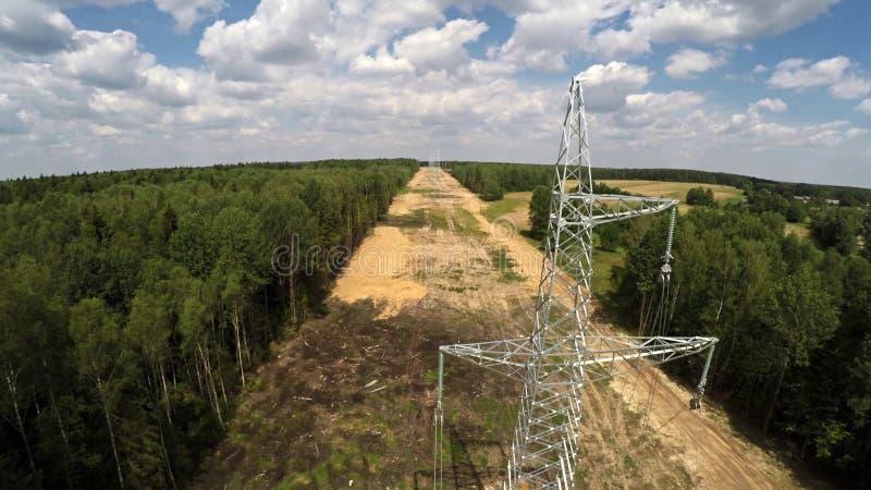 Aerial Transmission Line. Long Distance Electricity Transmission Stock ...