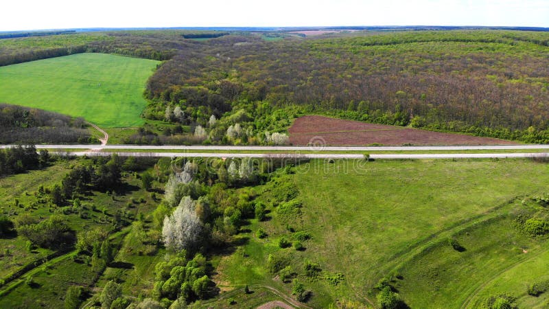 Aerial. Two-lane Road between Agricultural Fields Stock Image - Image ...