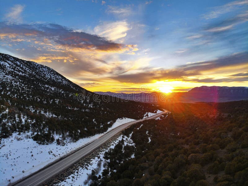 Aerial Utah Sunset stock photo. Image of aerial, snow - 160226500