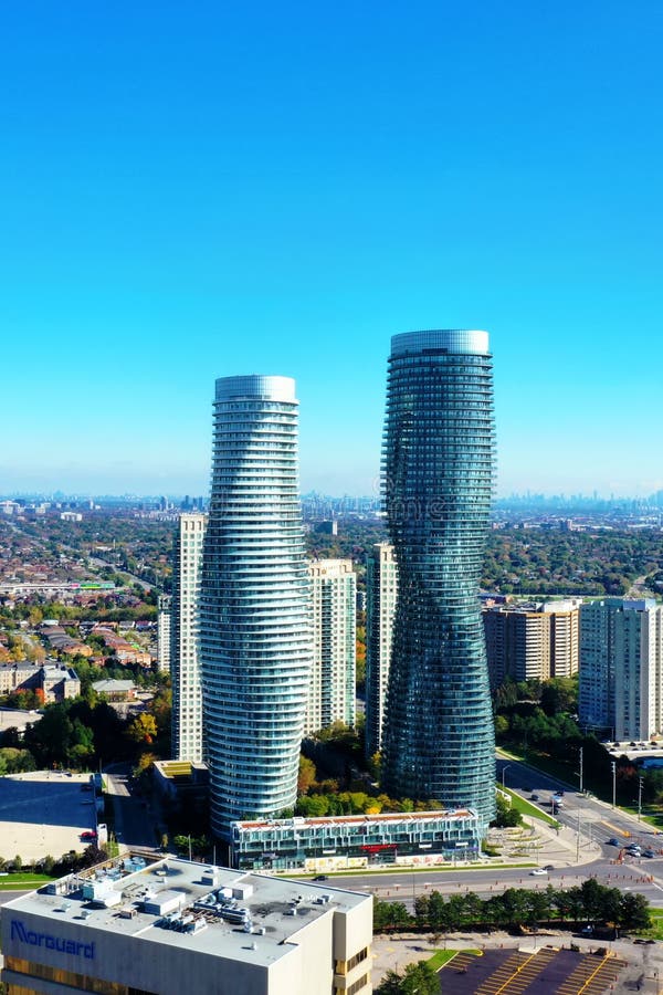 Aerial Vertical of the Absolute World Complex in Mississauga, Ontario ...