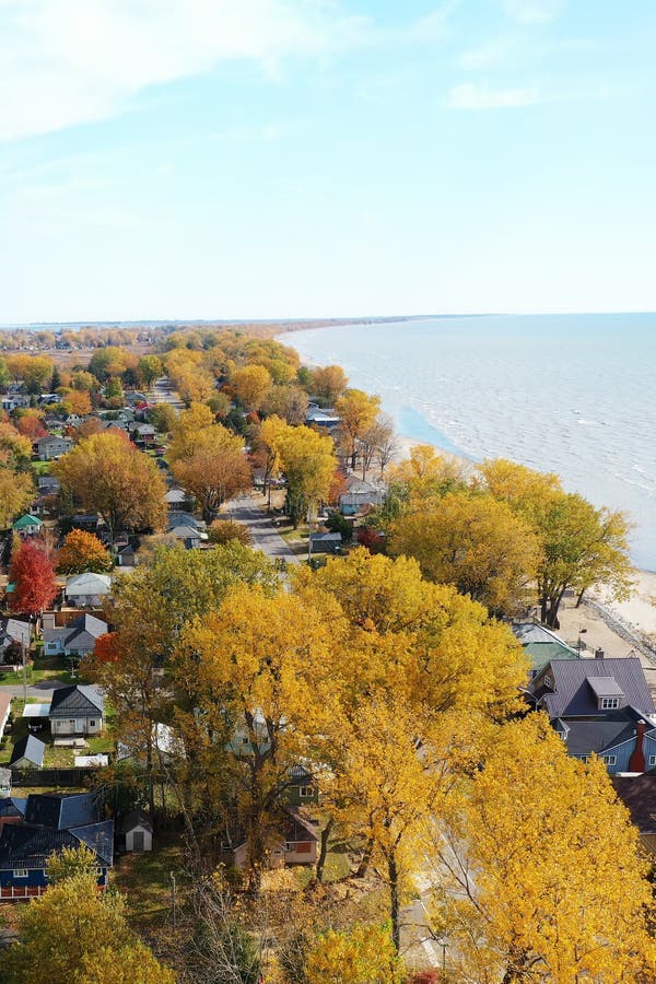 Aerial Vertical of Long Point, Ontario, Canada in the Fall Stock Image ...