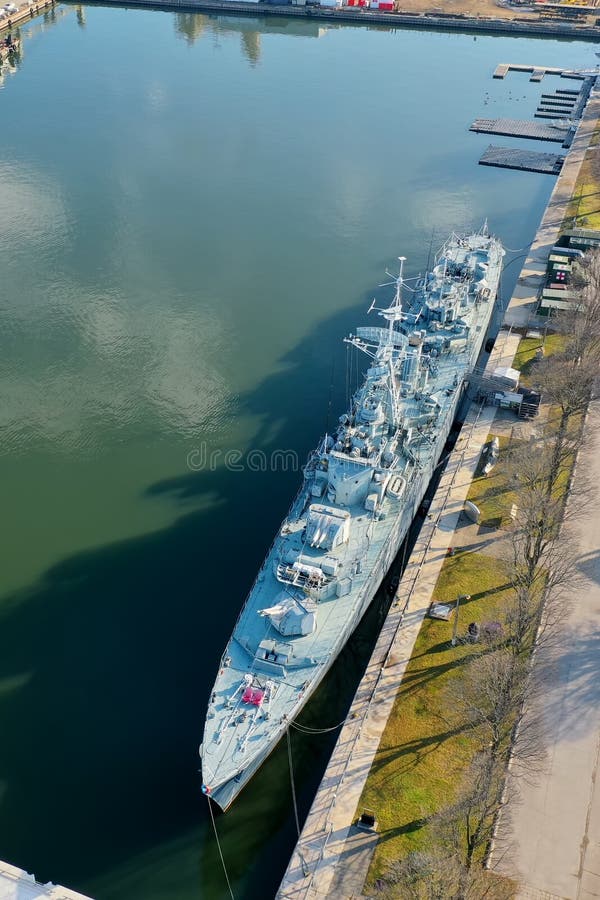 Aerial Vertical View of the HMCS Haida in Hamilton, Ontario, Canada ...