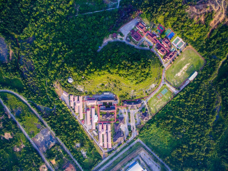 Aerial Video of Building Complex, Campus Stock Image - Image of ...