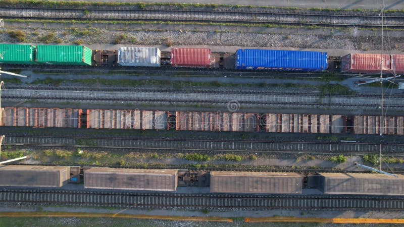 Aerial Video Documentation of a Railway Freight Yard Stock Video ...