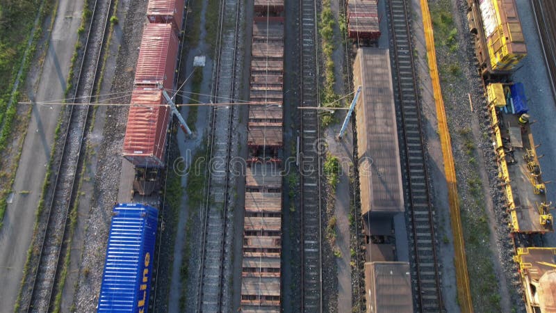 Aerial Video Documentation of a Railway Freight Yard Stock Footage ...
