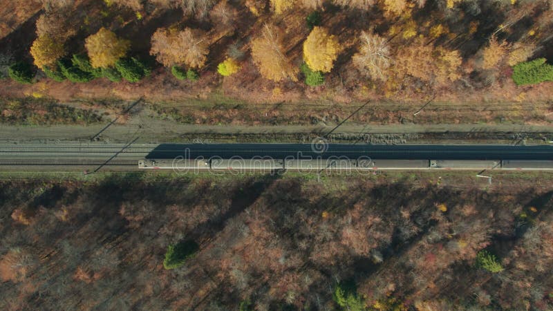 Aerial Video Footage from a Drone on a Moving Passenger Train in the ...