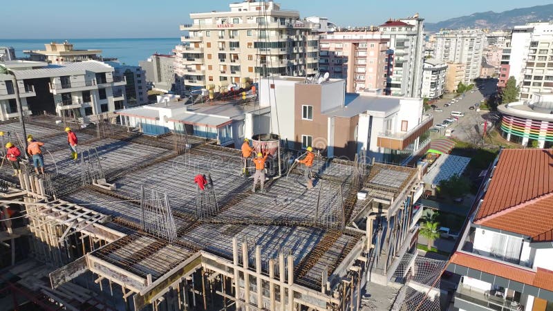 Aerial Video of a Large Housing Development with Active Construction ...