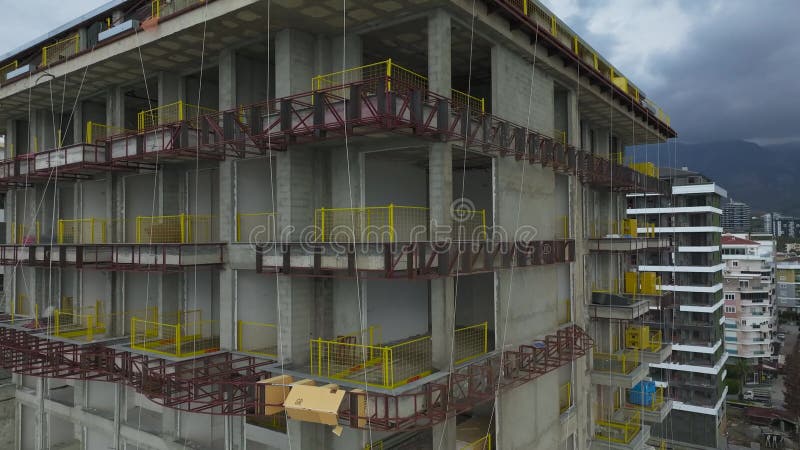 Aerial Video : Modern Building Framework on a Construction Site ...
