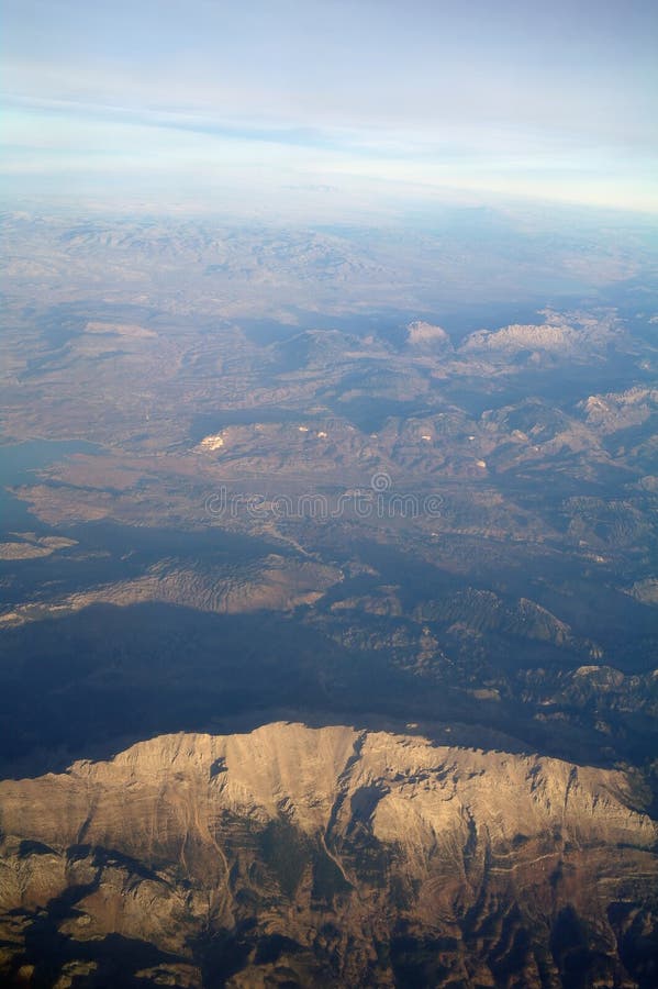 Aerial View Above Clouds and Landscape Stock Image - Image of landscape ...