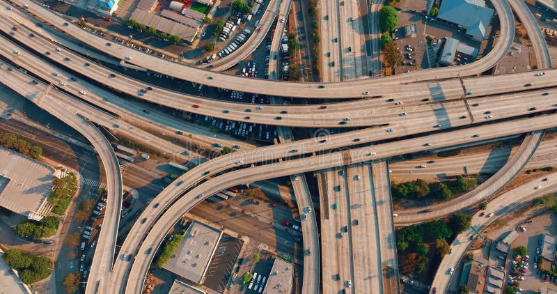 Aerial View from Above of the Interstate Intersection. a Multi-level ...