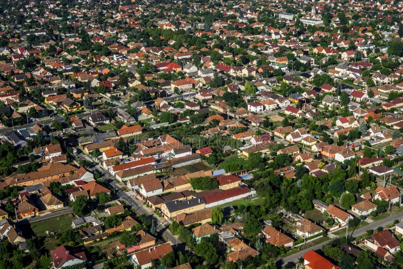 Aerial View Above Town. Flying Above Village Stock Image - Image of ...